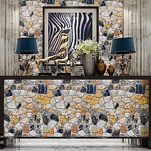 SimpleLife4U Loft Brick Effect Shelf Liner Studio Bar Pub Wall Decorative Vinyl Paper 17.8 Inch by 9.8 Feet