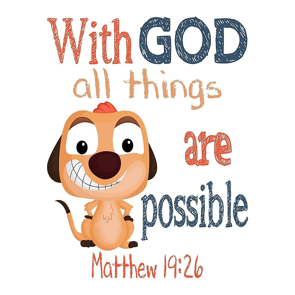 Lion King Christian Nursery Decor Set of 4 Unframed Prints Mufasa, Pumba, Simba and Timon with Bible Verses