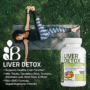 Bronson Liver Detox Advanced Detox & Cleansing Formula Supports Health Liver Function with Milk Thistle, Dandelion Root, Turmeric, Artichoke Leaf & More, Non-GMO, 60 Vegetarian Capsules