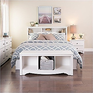 BOWERY HILL Modern Wood Full Queen Bookcase Headboard in White