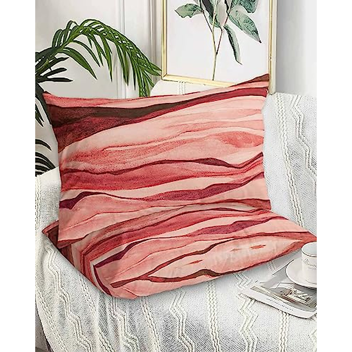 Edwiinsa Red Ombre Pillow Covers King Standard Set of 2 Bed Pillow, Watercolor Modern Abstract Art Aesthetics Plush Soft Comfort for Hair/Skin Cooling Pillowcases with Envelop Closure 20''x36''