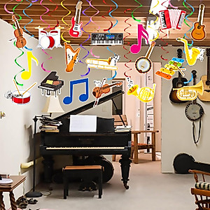 Musical Instrument Hanging Swirl Decorations Music Party Decorations Musical Note Instrument Theme Swirls Ceiling Streamers for Music Themed Birthday Party Baby Shower Supplies