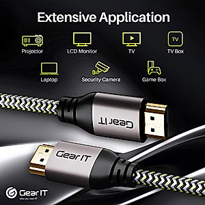 GearIT HDMI Cable (2-Pack / 0.75ft / 0.22m) High-Speed HDMI 2.0b, 4K 60hz, 3D, ARC, HDCP 2.2, HDR, 18Gbps - Nylon Braided Cord