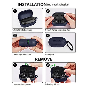 AIRSPO Case Designed for Galaxy Buds Plus Case (2020) / Galaxy Buds Case (2020) Full-Body Protective Skin with Keychain(Midnight Blue)
