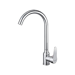 PFAMKEER Single Handle High Arc Kitchen Faucets Stainless Steel Chrome Plated, Modern Single Hole Kitchen Sink Faucet, Commercial One Hole Bar Sink Faucet