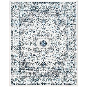 SAFAVIEH Evoke Collection 8' x 10' Ivory/Grey EVK220D Shabby Chic Oriental Medallion Non-Shedding Living Room Bedroom Dining Home Office Area Rug