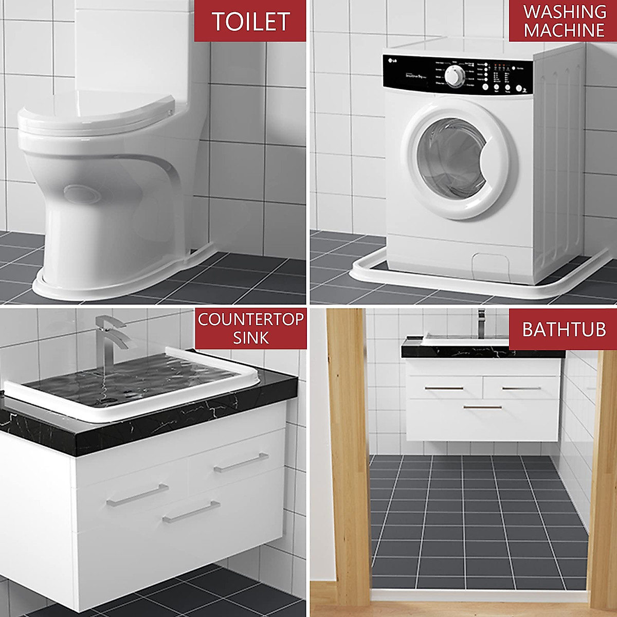 Frantie 67 Inch Collapsible Shower Water Dam Shower Threshold Water Stopper Barrier and Retention System and Keeps Water Inside Threshold Dry and Wet Separation (5.6ft)