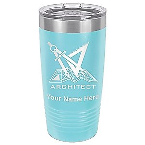 LaserGram 20oz Vacuum Insulated Tumbler Mug, Architect Symbol, Personalized Engraving Included (Light Blue)