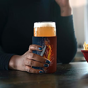 Can Cooler Sleeves Coozies for Cans And Bottles Insulators Ice Hockey Fire Water Print PVC Elastic Reusable