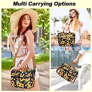 Idle Hippo Insulated Lunch Bag Large Lunch Box Container with Multi-Pockets Leakproof Cooler Tote Bag with Adjustable Shoulder Strap for Adult Men Women Work Office Picnic-Sunflowers