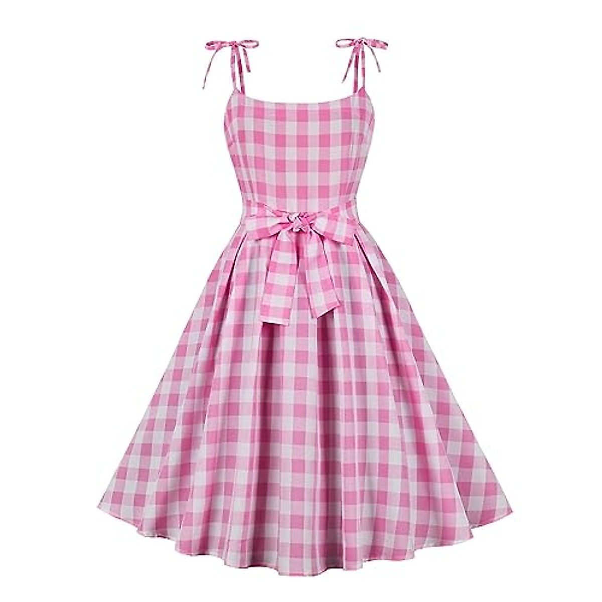UNSERE Womens 2023 Trend Pink Princess Dresses Fashion Elegant Retro Halter Adult Cosplay Costume Formal Cocktail Prom Swing Dress 50s Vintage Sleeveless Polka Dot Movie Cosplay(Pink-f,X-Large)