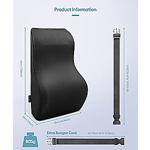 Tsumbay Lumbar Support Pillow Memory Foam Back Cushion Ergonomic Backrest for Back Pain Relief with Breathable 3D Mesh and Adjustable Belts, for Office Chair, Car Seat, Gaming Chair and Wheelchair