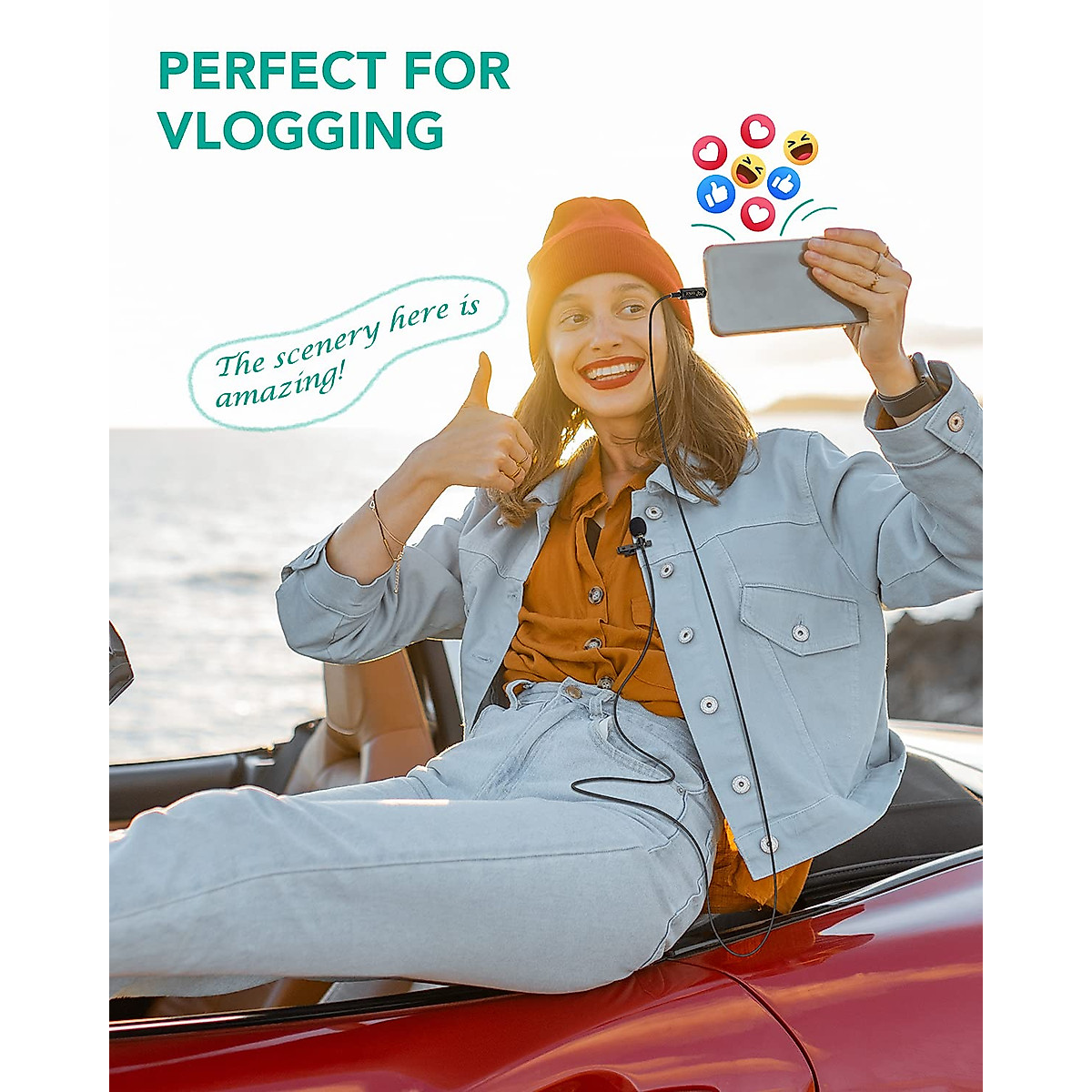 PoP voice Upgraded Lavalier Lapel Microphone, Omnidirectional Condenser Mic for Apple iPhone iPad Mac Android Smartphones, Youtube, Interview, Studio, Video, Recording,Noise Cancelling Mic