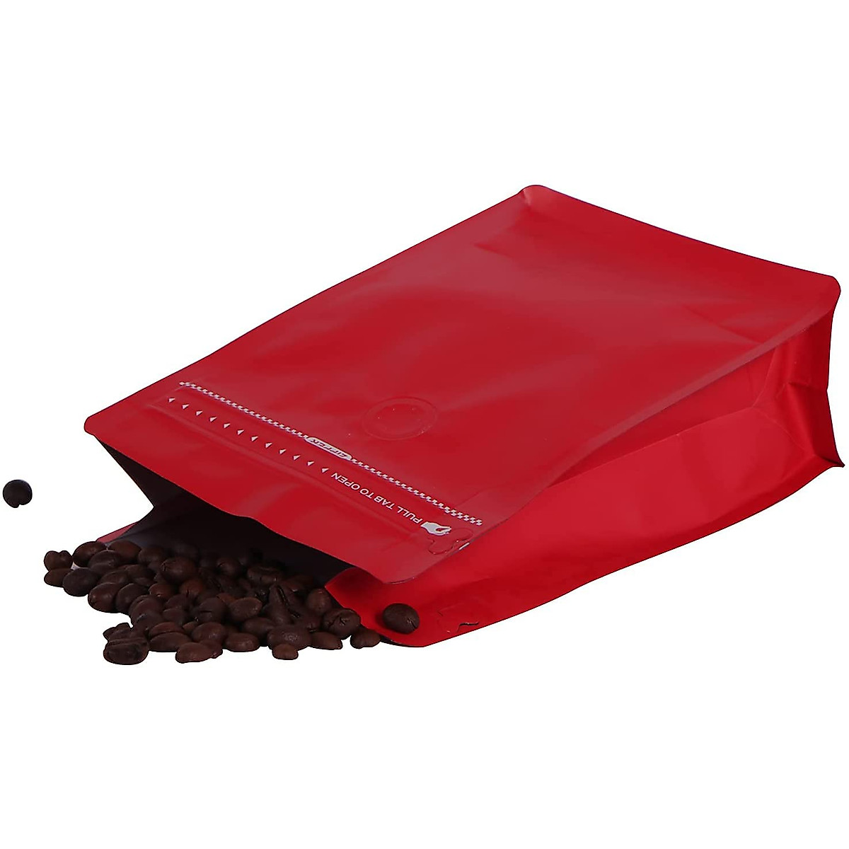 REMTAP Coffee Bags with Valve (50pcs,8oz) Red High Barrier Aluminumed Foil Flat Bottom Standing Coffee Beans Storage Bags,Reusable Heat Sealable Side Zipper Pouches for Home or Store
