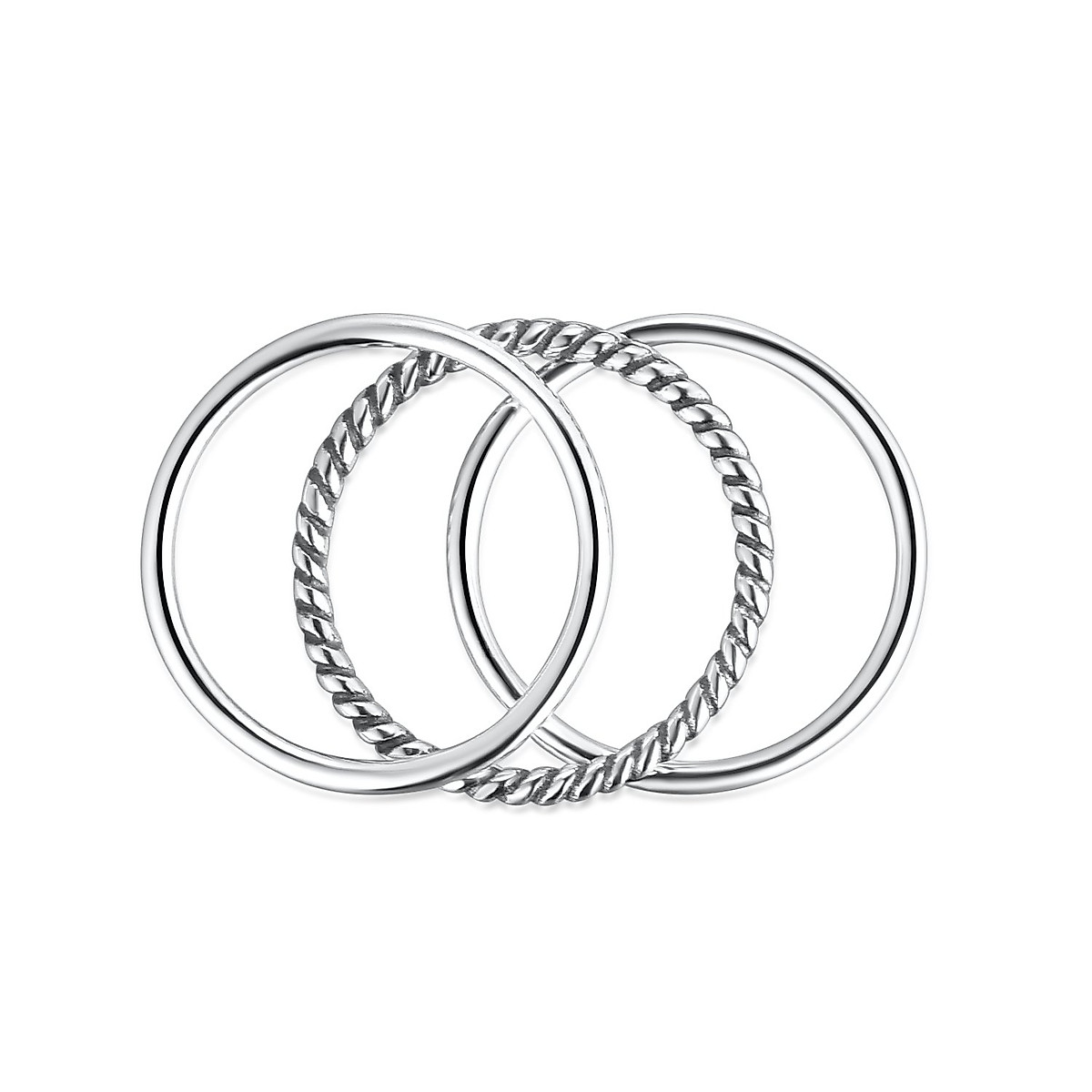 SILBERTALE 925 Sterling Silver Stacking Minimalist Midi Above Knuckle Pinky Finger Rings Bands 3pcs Set Size 2.5