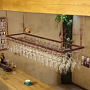 Stylish Simplicity Creative Pour Rack European Wrought Iron Rack Wine Rack Adjustable Wall Decoration Crystal Pendant Wine Glass Rack Restaurant Bar Home Wine Glass Rack Black, PIBM, Bronze, 90cm