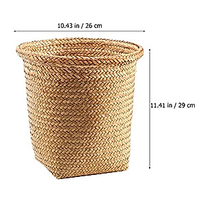 COLLBATH Garbage Cm/inch Wastebasket Trash Flower Kitchen Home Baskets Rattan Garden Container Natural Height Bowl for Holder Waste Bathrooms Organizer Snack Office Laundry Fruit Pots