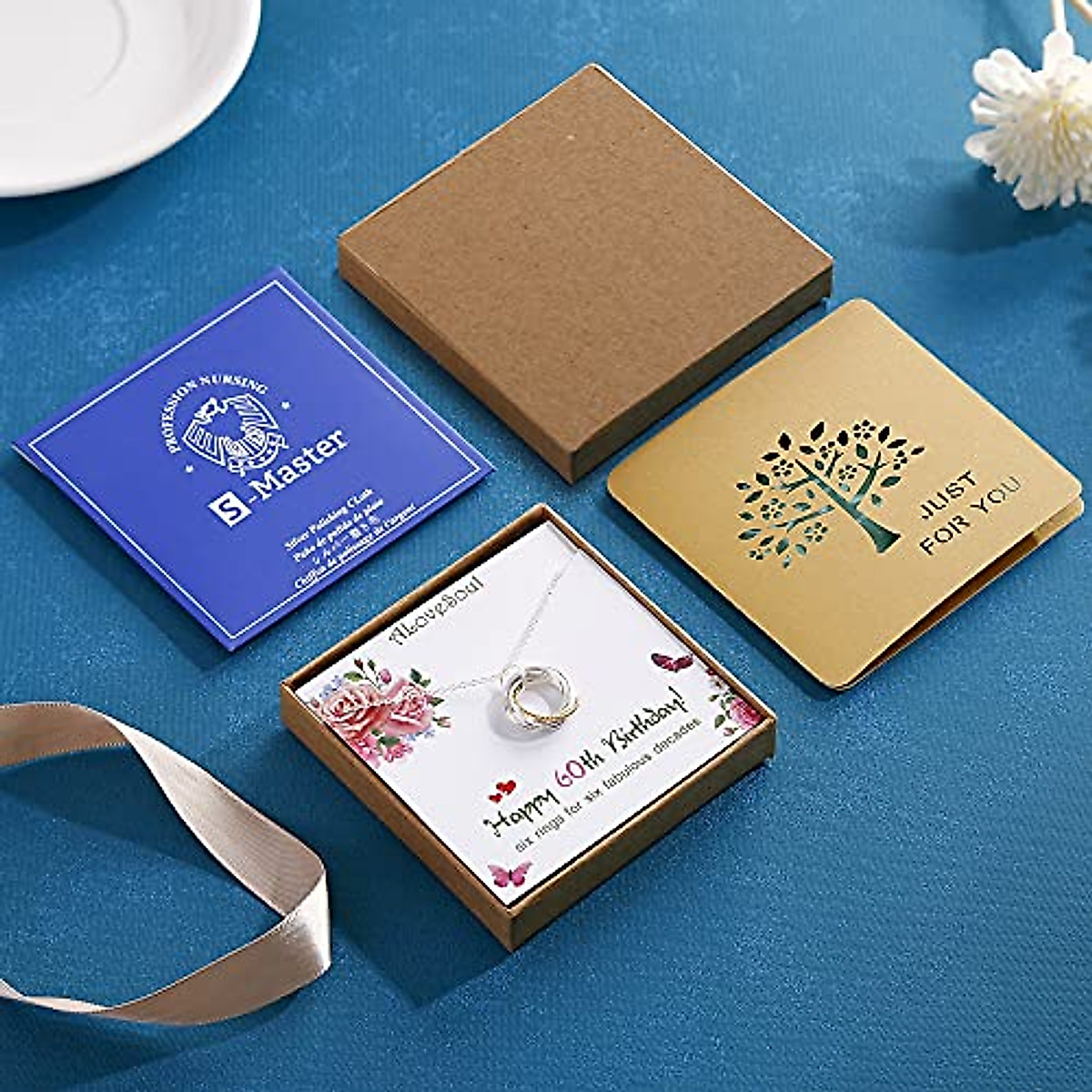 ALoveSoul 60th Birthday Gifts for Women - 925 Sterling Silver Six Circle intertwined Necklace for Her, 6 Decade Jewelry 60 Years Old 1959 Birthday Gifts