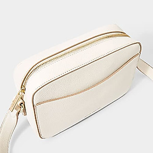 KATIE LOXTON Cara Womens Soft Pebble Vegan Leather Adjustable Strap Crossbody Handbag Satchel Purse Off White