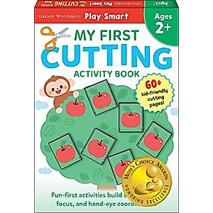Play Smart My First Cutting Book 2+: Preschool Activity Workbook With 70+ Stickers for Children With Small Hands Ages 2, 3, 4: Basic Scissor Skills (Mom’s Choice Award Winner)