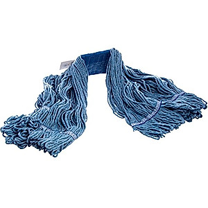 SPARTA Flo-Pac Cotton Mop Head, Loop-Ended, Wide Band with 5" Blue Band for Organized Cleaning, X-Large, Blue, (Pack of 12)