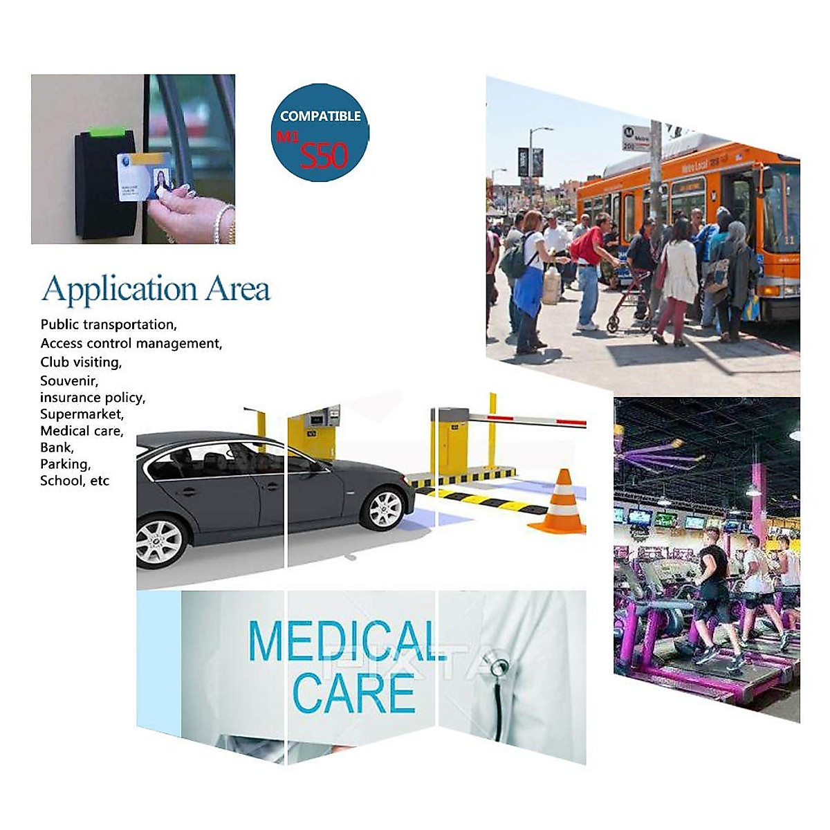 YIQing 40pcs 1K memory RFID PVC Card with 13.56MHz ISO14443A Access Control Card (Pack of 40 Pieces)