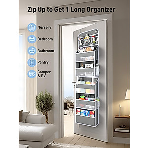 Yecaye 6-Shelf Detachable Over The Door Organizer - Heavy-Duty 44lb Capacity Bathroom Closet Organizers and Storage - Versatile Toy Storage Organizer for Baby Essentials Stuffed Animal Storage