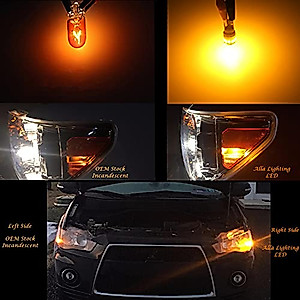 Alla Lighting T10 Wedge 168 194 LED Bulbs, Amber Yellow Super Bright 360° Side Marker Lights, Interior Map, Dome, Trunk Lamps W5W 2825 175, 3014 18-SMD 12V Replacement for Cars, Trucks