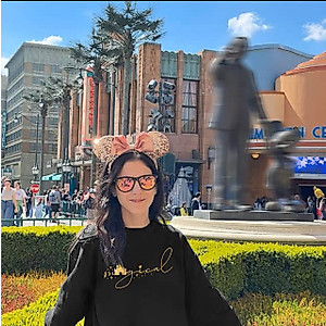 UNIQUENOE Magic Kingdom Sweatshirts for Women Magical Tshirt Family Vacation Tee Castle Graphic Long Sleeve Tops Black