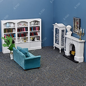 iLAND Modern Dollhouse Furniture on 1/12 Scale of Miniature Sofa for Dollhouse Living Room (Turquoise Blue Velvet)