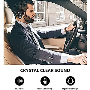 Bluetooth Headset with Microphone,Trucker Bluetooth Headset with Noise Cancelling,22Hrs Call Time,V5.0 Wireless Headset with Mute Button,On Ear Headphones for Cell Phones Business Office
