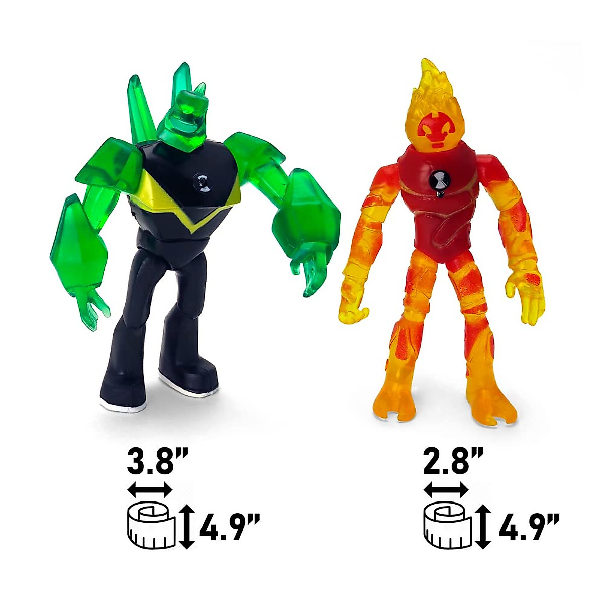 Figures Based on Ben 10 Action Figures - Set of 9 Toys [Ben Tennyson, Four Arms, Grey Matter, Kineceleran, Diamondhead, Hex, Steam Smythe, Cannonbolt, Heatblast]