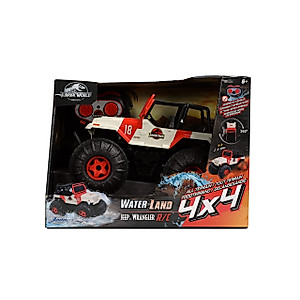 Jada Toys Jurassic World 10.5" Jeep Wrangler Water and Land RC Radio Control Cars, Toys for Kids and Adults