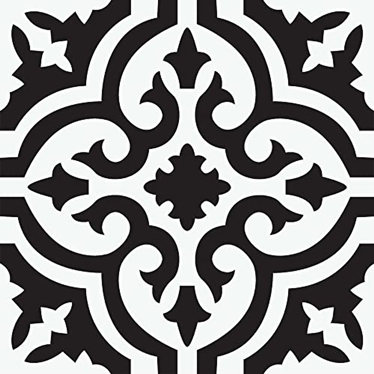 FloorPops FP3828 Parma Peel & Stick Floor Tiles, Black