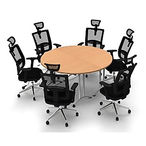 6 Person 2 Tables Set Model 4978 2 Piece Conference Meeting Seminar Teaching Tables Group (Table Color Beech)