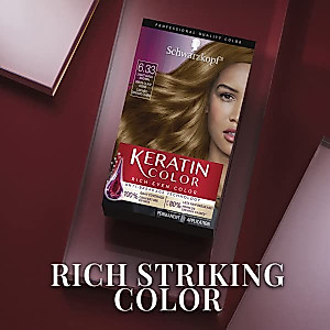 Schwarzkopf Keratin Color Permanent Hair Color Cream, 6.33 Light Golden Brown