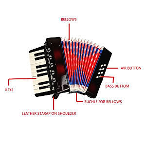 SIPSOCE Accordion 17 Keys 8 Bass, Keyboard Instrument,Convenient to Carry, Suitable for Outdoor Concerts，For Beginners to Use