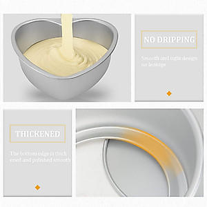 CALLARON Mini Cake Pans 2pcs Heart Shaped Cake Pans with a Removable Bottom 4inch Valentines Aluminium Heart Shaped Cake Pan Heart Pan Molds DIY Tin Muffin Chocolate Molds Baking Pan