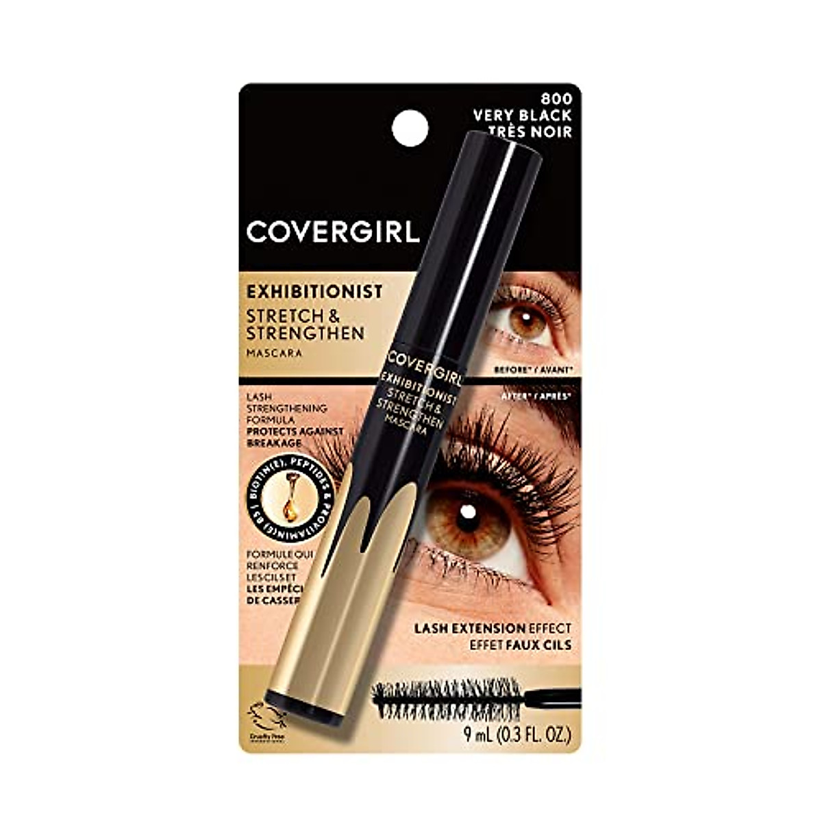 COVERGIRL Exhibitionist Stretch & Strengthen Mascara Very Black, 0.3 Fl Oz