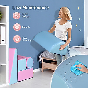 JOYMOR Soft Foam Climbing Blocks 5-Pieces Set, Climb and Crawl Foam Blocks, Beginner Toddler Climber Set with Slide & Ramp, Indoor Active Play Structures for Baby and Toddlers Age 1-3