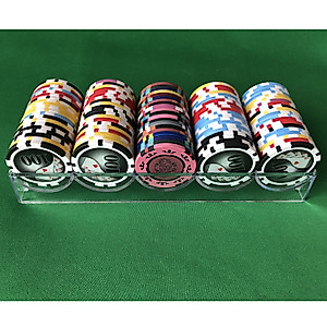 Yuanhe 600 Chip Clear Acrylic Poker Chip Locking Carrier-Includes 6 Chip Racks