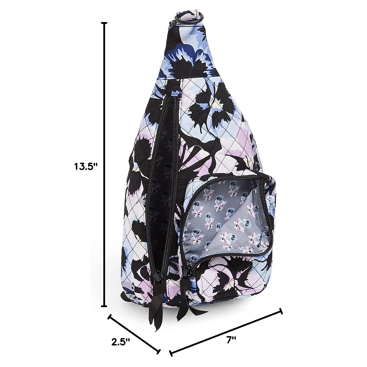 Vera Bradley womens Cotton Mini Sling Backpack Bookbag, Plum Pansies - Recycled Cotton, One Size US