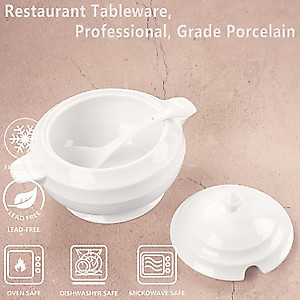 jinsongdafa Casserole Dish with Serving Handle, Soup pot 1.6-quart, French White Ceramic Tureen with Lid and Ladle, for Dinner and Party, Microwave, Dishwasher, Oven Safe 10.2 Inch