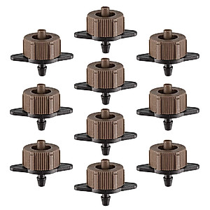 uxcell Pressure Compensating Dripper 2 GPH 8L/H Emitter for Garden Lawn Drip Irrigation with Barbed Hose Connector, Plastic Black Brown 25pcs
