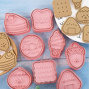 8 Pieces Cute Icecream Cookie Moulds For Baking Cookie Press Donut Cookie Mould Set Kitchen Tools Plastic Cookie Stamps (Donut)