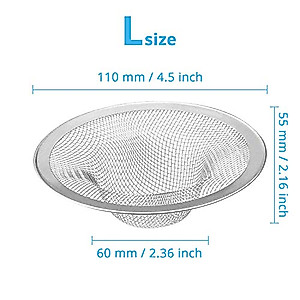 KUFUNG Sink Strainer, Basket Stainless Steel Bathroom Sink Stopper, Utility, Slop, Kitchen and Lavatory Sink Drain Strainer Hair Catcher (4.5 inch)