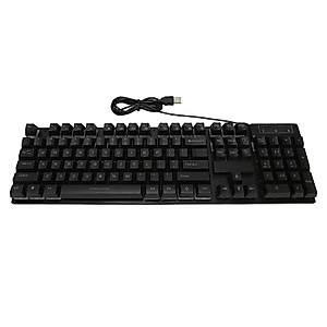 USB Gaming Keyboard, Quick Response Backlit Keyboard 104 Keys Wired One Piece Design High and Low Key Design RGB Lighting Effect for Gaming for Office for Home(H600 black characters-single keyboard)