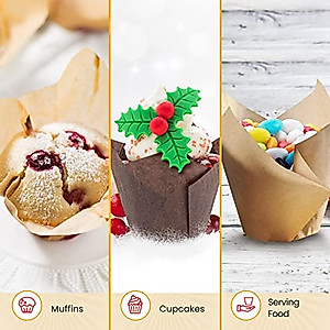 Baker’s Signature Tulip Baking Paper Cupcake & Muffin Liners Pack of 150 | Grease Resistant Wrappers – Will Not Curl or Burn – Comes in Convenient Packaging