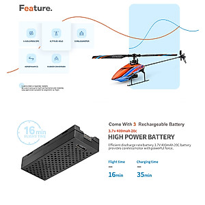 LEOSO WLtoys XK K127 RC Helicopter Remote Control Helicopter, Altitude Hold, One Key Take Off/Landing, RC Airplane for Kids Boys Mens and Beginners