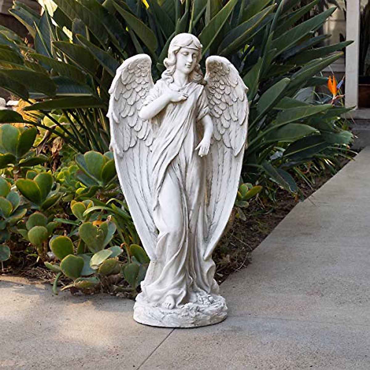 Alpine Corporation QFC104 Angel Statue Outdoor Garden, Patio, Deck, Porch-Yard Art Decoration, 31-Inch Tall, White